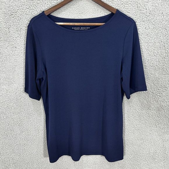 Susan Graver Tops Susangraver Top Womens Medium Blue Modern